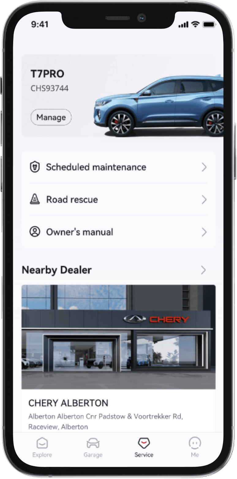 Owners Area | Chery SA App